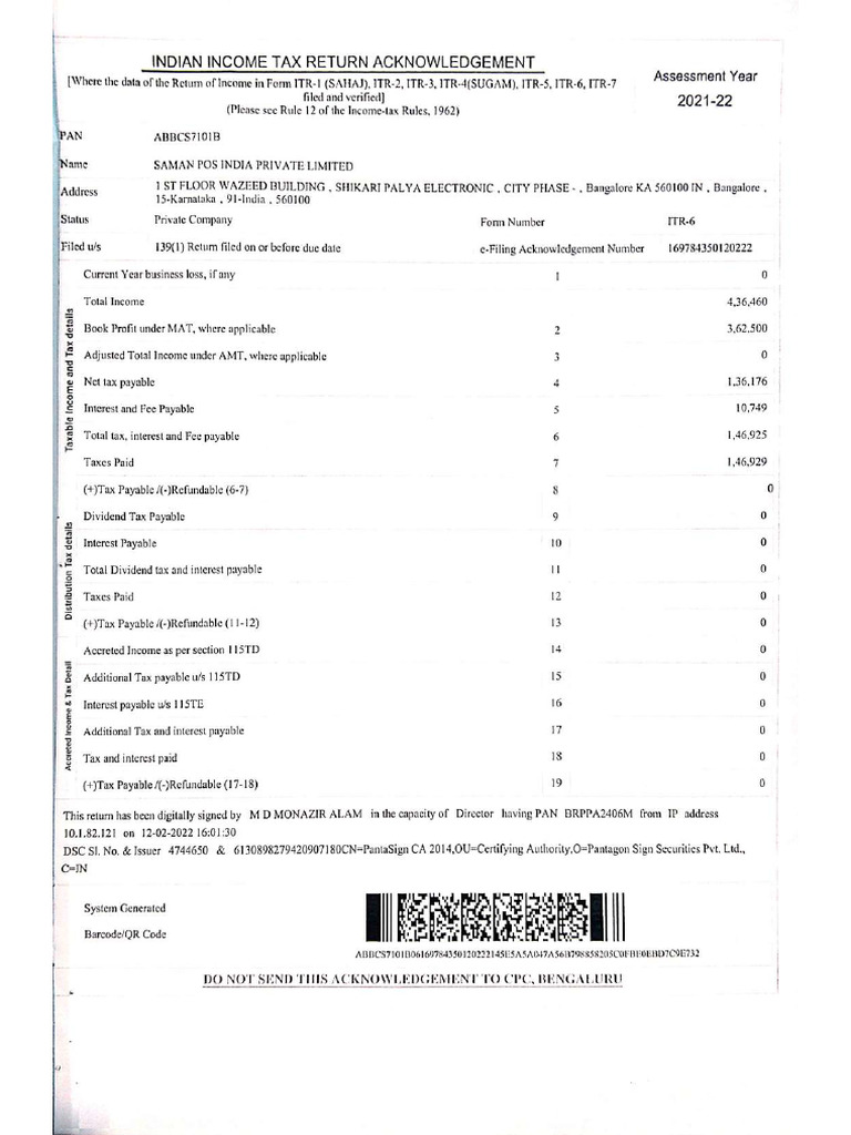 Itr-6 2021-22 | PDF