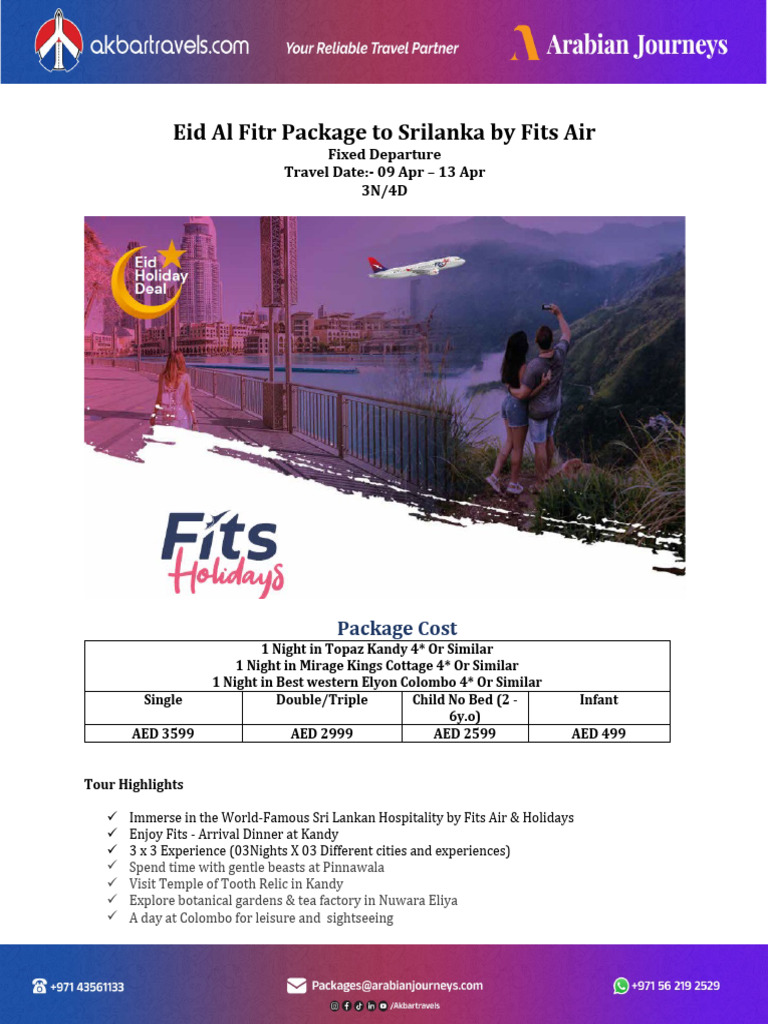 B2B Eid Al Fitr Package To Srilanka by Fits Air | PDF | Travel Visa ...