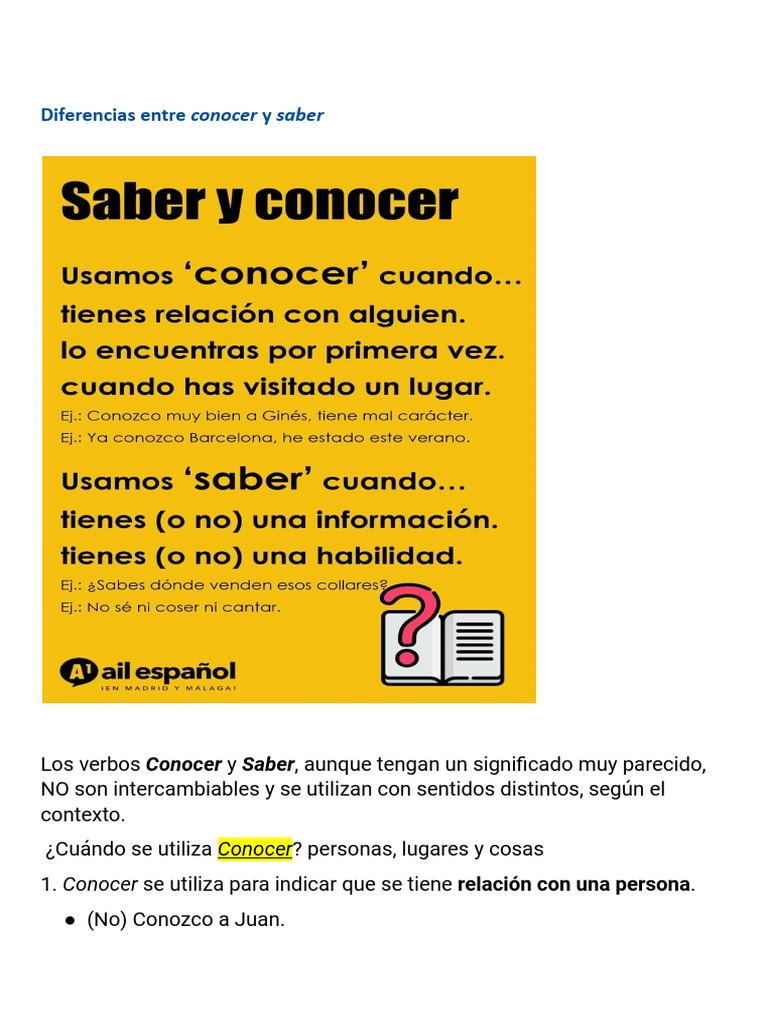 Saber y Conocer | PDF | Verbo | Lingüística
