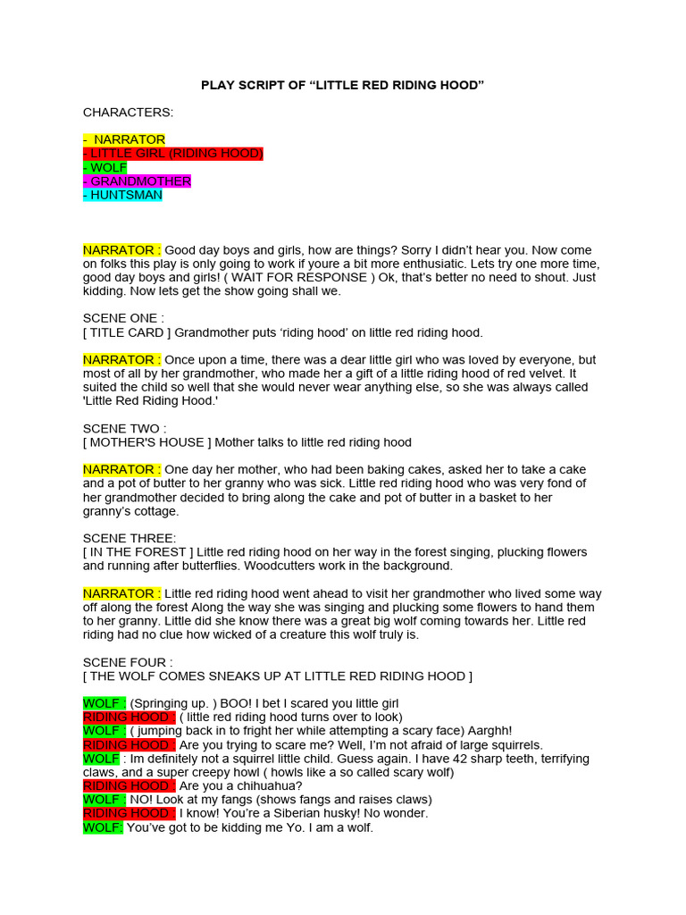 Script of LRRH | PDF | Little Red Riding Hood