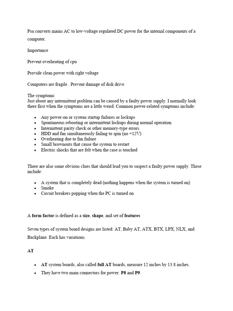 Power Supply Form Factors and Symptoms | PDF | Laptop | Electronics