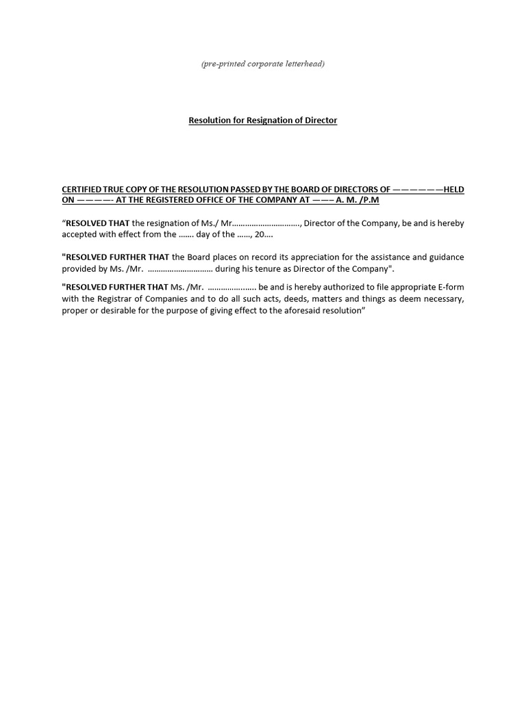 Resignation Director | PDF