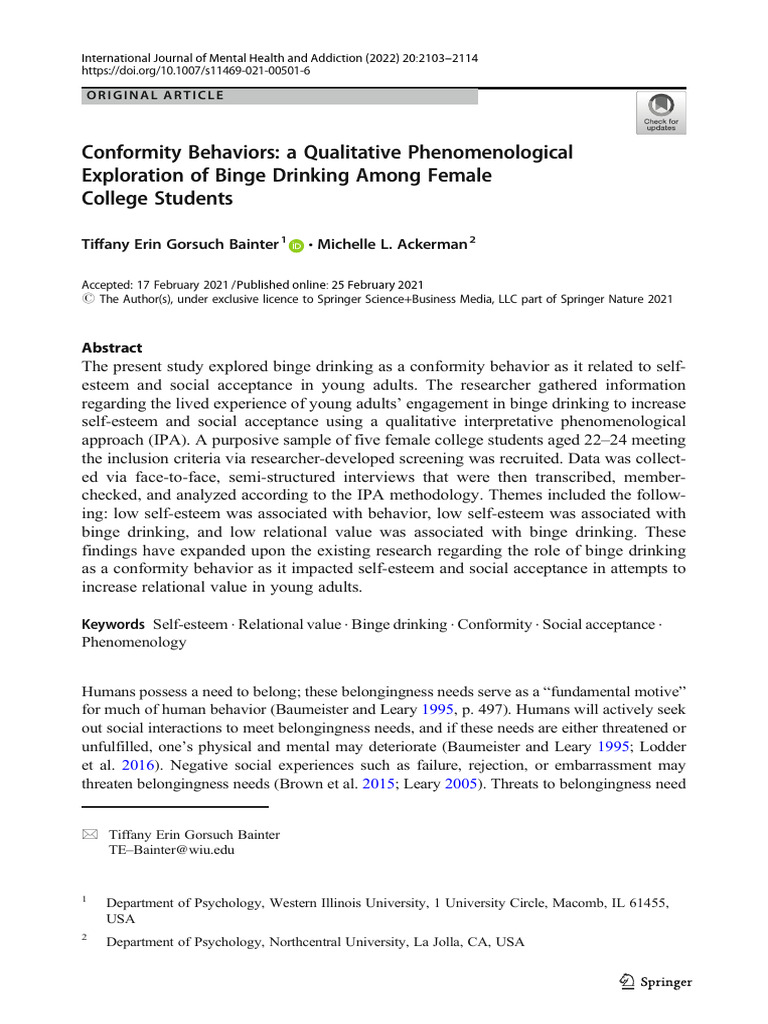 Conformity Behaviors A Qualitative Phenomenological | PDF | Self Esteem ...