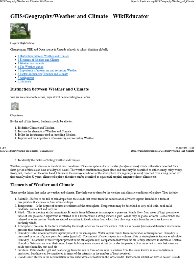 GHS - Geography - Weather and Climate - WikiEducator | PDF | Water ...