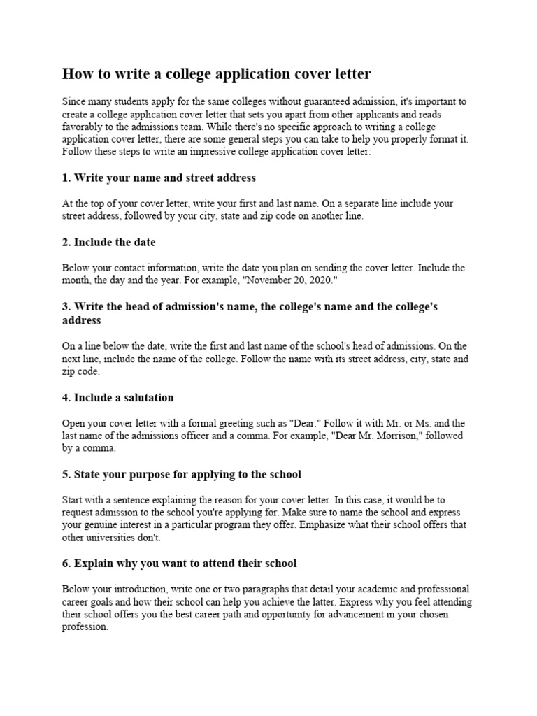 How to write a college application cover letter | PDF | Design | Motivation