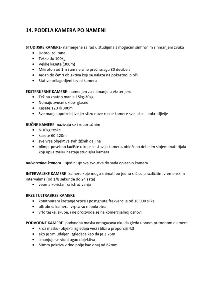 Filmska Kamera Odgovori | PDF