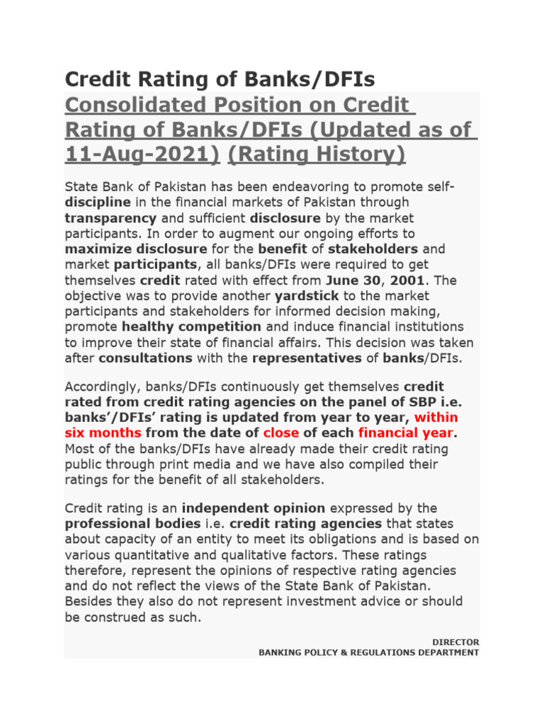 Credit Rating of Banks | PDF | Credit Rating | Credit
