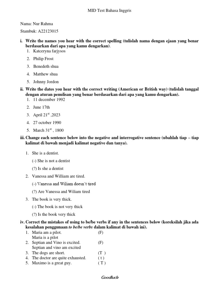 Nur Rahma - A22123015 Mid Tes | PDF