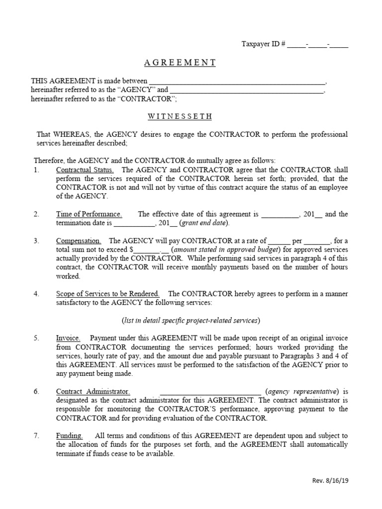Sample Contract Template | PDF | Employment | Taxpayer