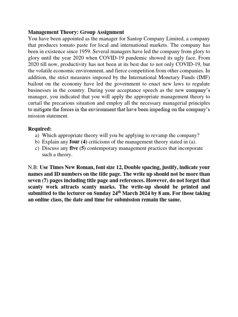 MGT Theory - Group Assignment | PDF