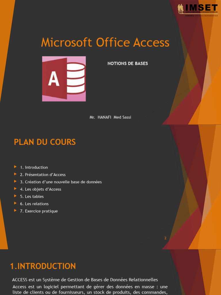 Présentation Microsoft Office Access - Notions de Base | PDF ...