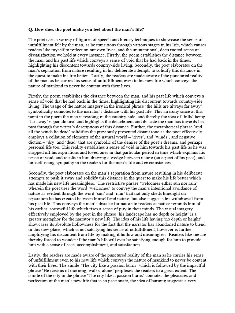 Urban - Poem Unseen Analysis | PDF | Poetry