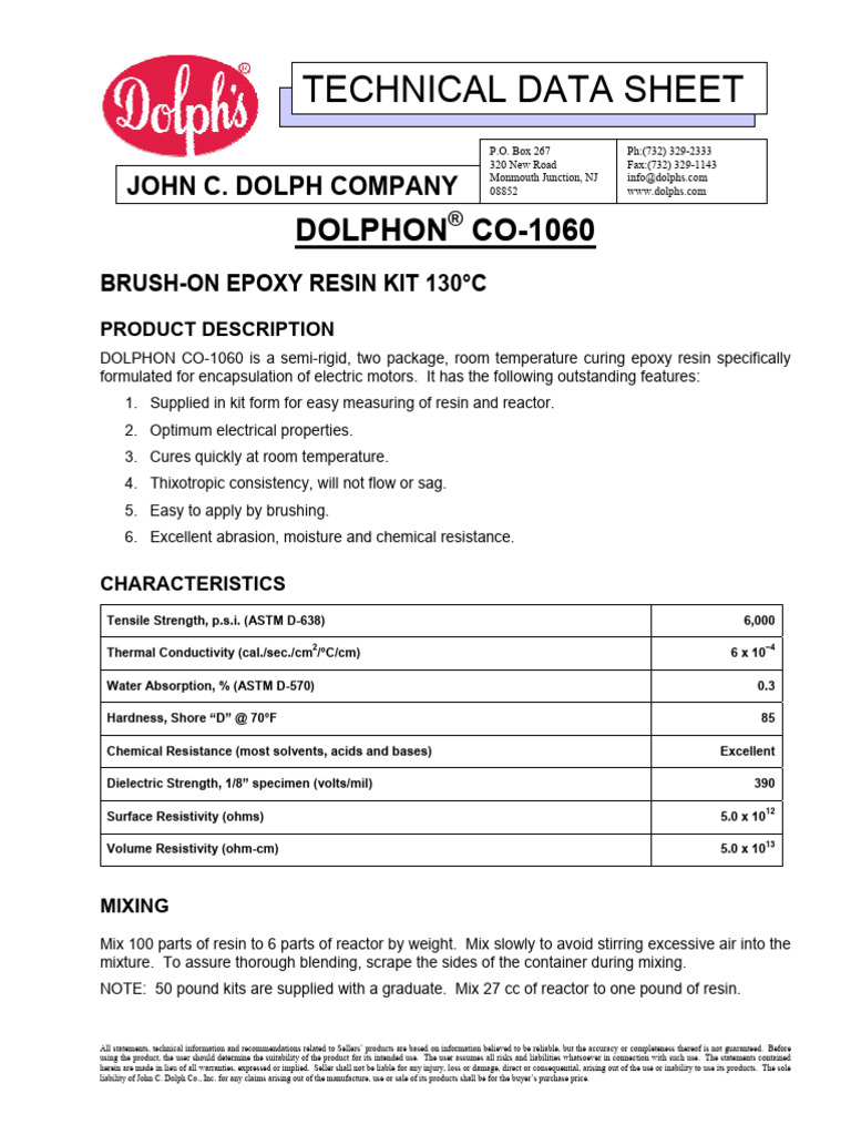 DOLPHON CO-1060 | PDF | Varnish | Epoxy