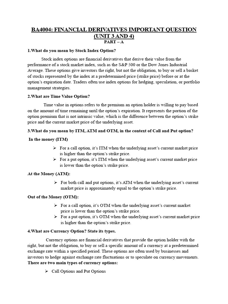 Financial Derivatives | PDF | Option (Finance) | Swap (Finance)