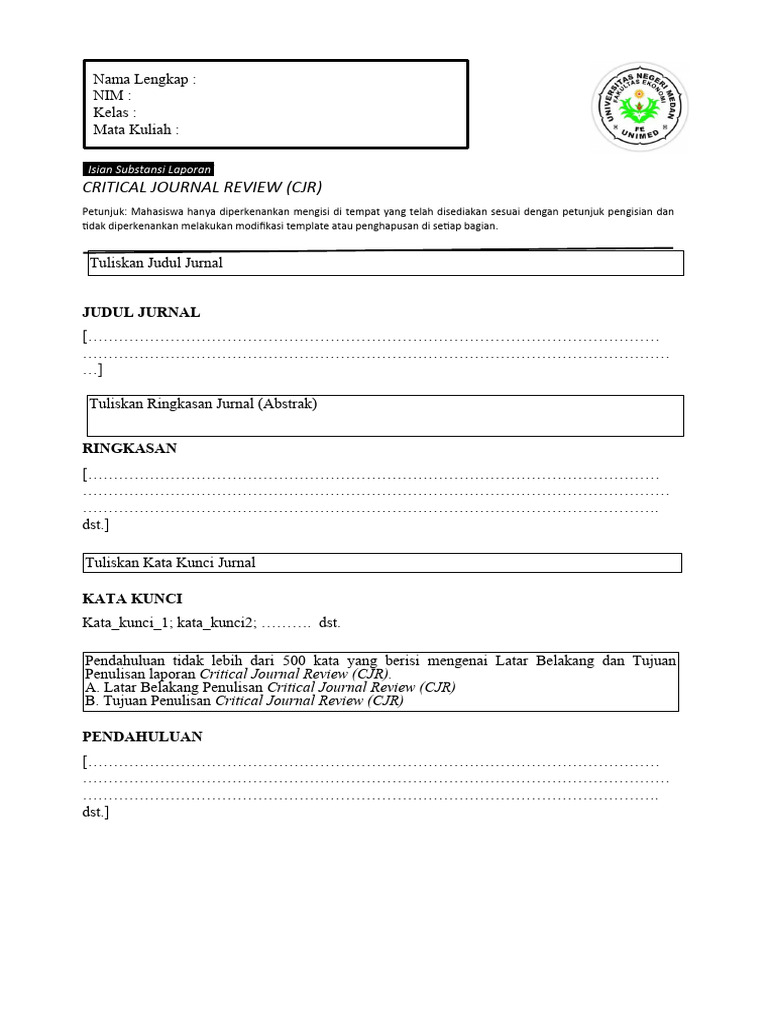 Template Tugas Critical Journal Review (CJR) | PDF