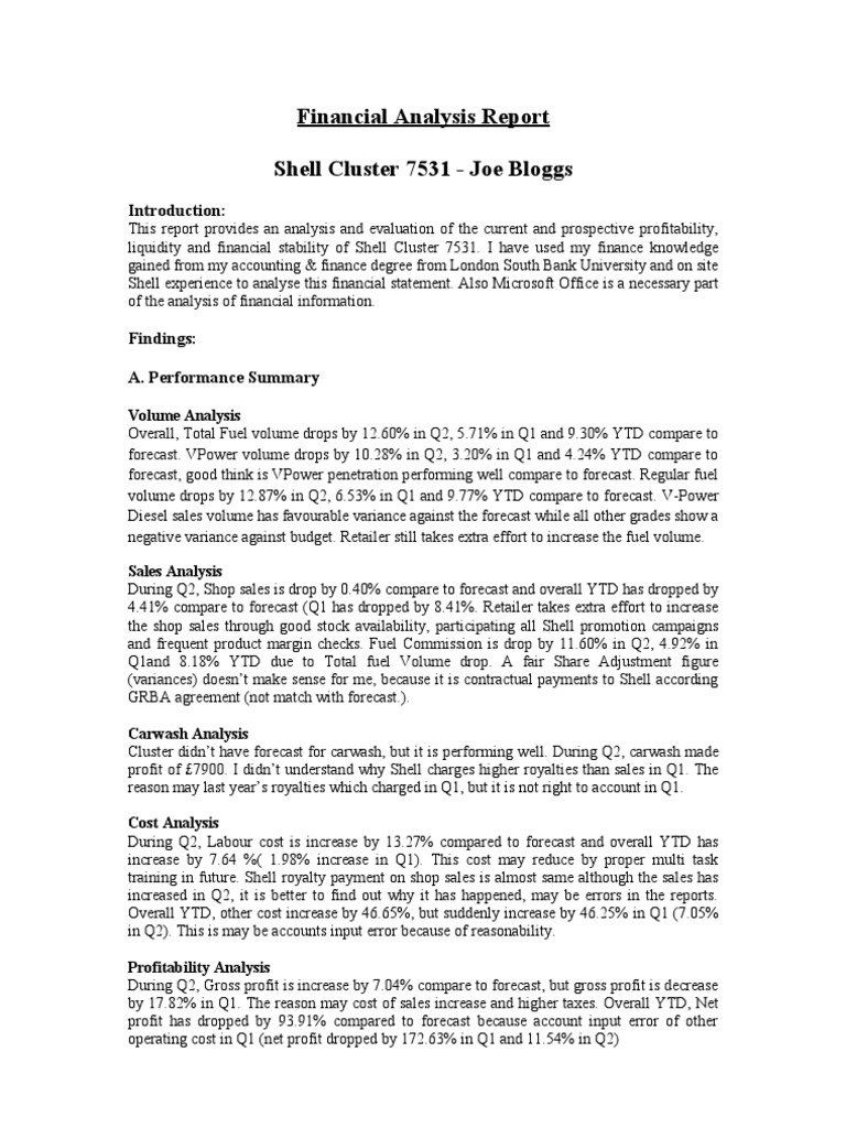 Shell Cluster 7531 Financial Analysis | PDF | Profit (Accounting ...