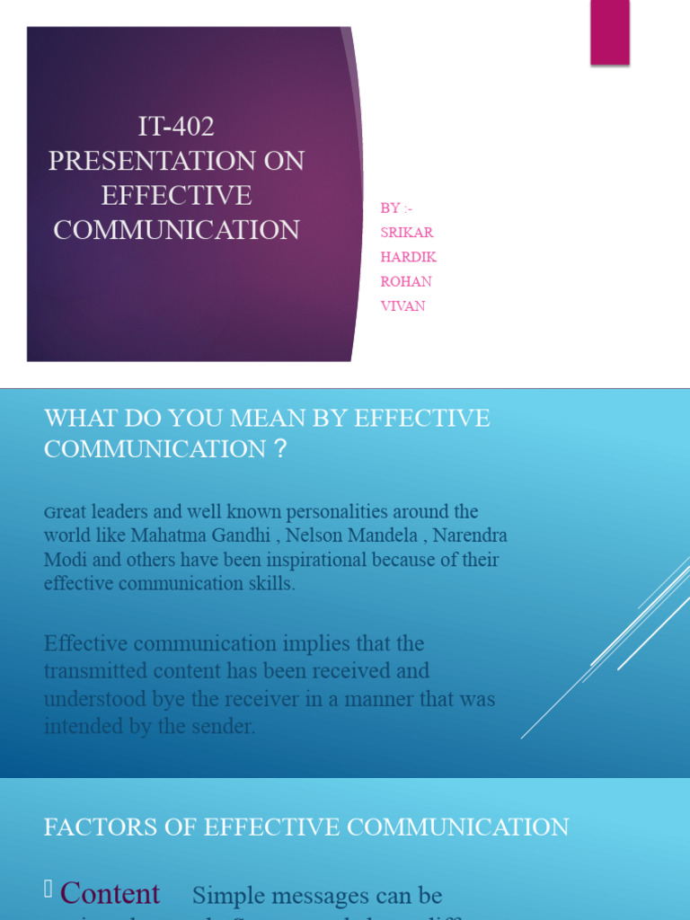 It-402 Presentation On Effective Communication | PDF | Communication ...
