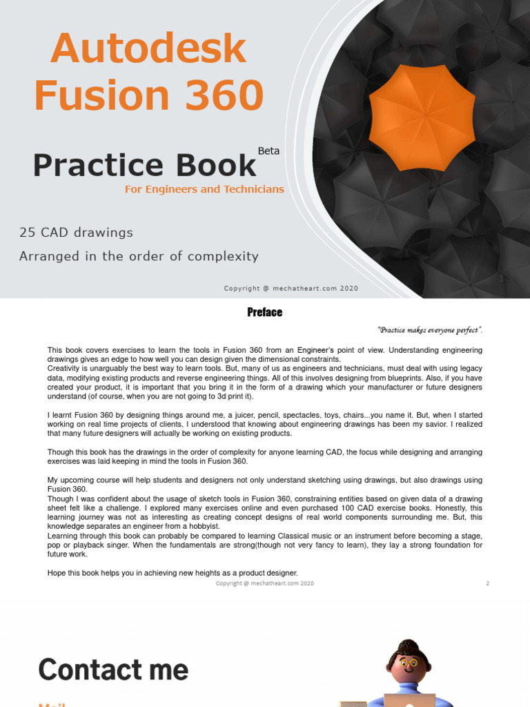 Fusion 360 Practise Book For Engineers | PDF | Computer Aided Design | Drawing