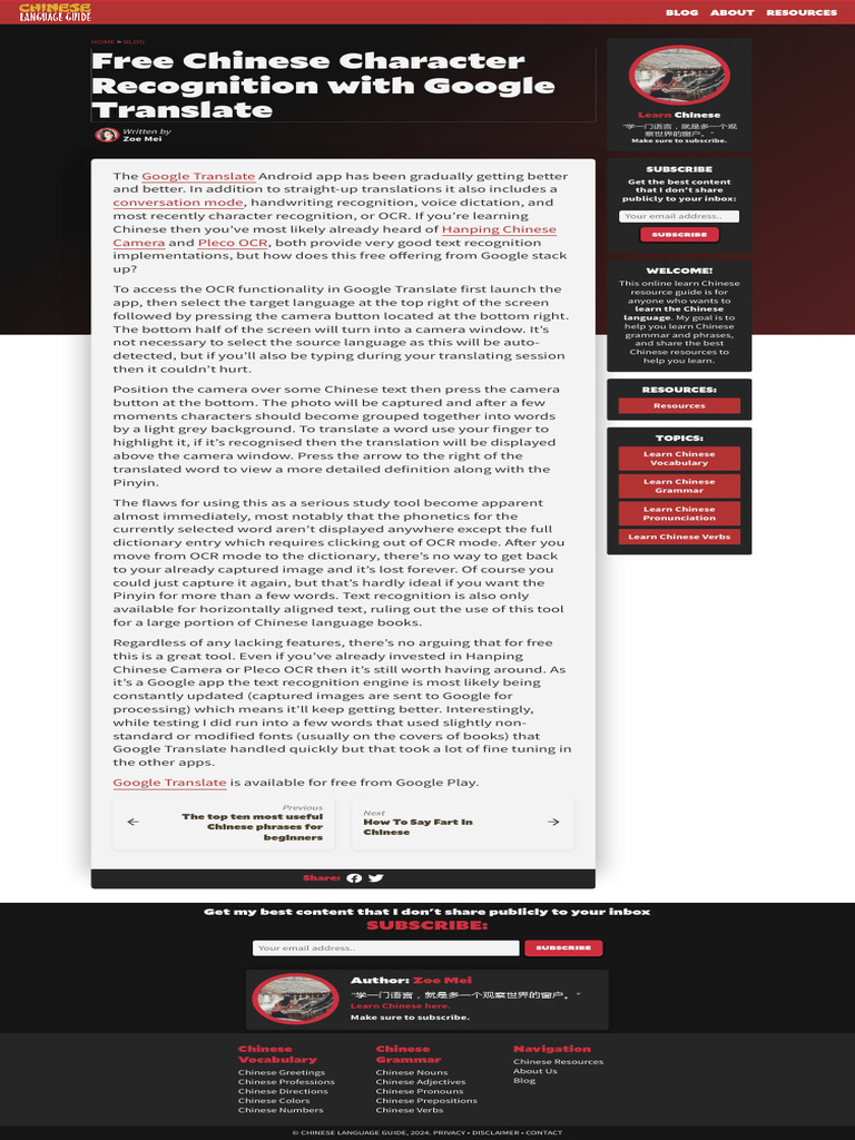 Free Chinese Character Recognition with Google Translate | PDF ...