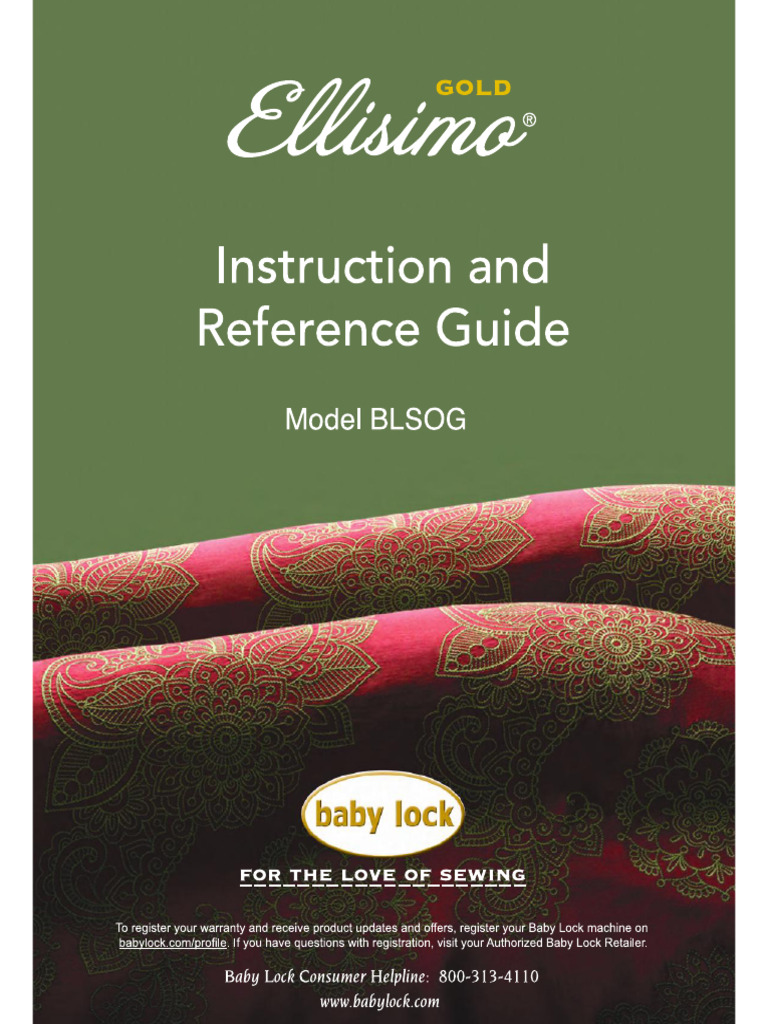 Baby Lock Ellisimo Gold BLSOG Sewing Machine Instruction Manual | PDF ...