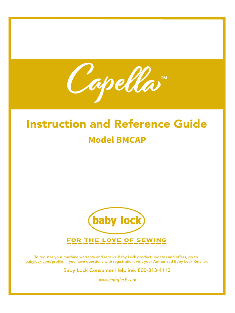 Baby Lock Capella BMCAP Sewing Machine Instruction Manual | PDF | License | Copyright