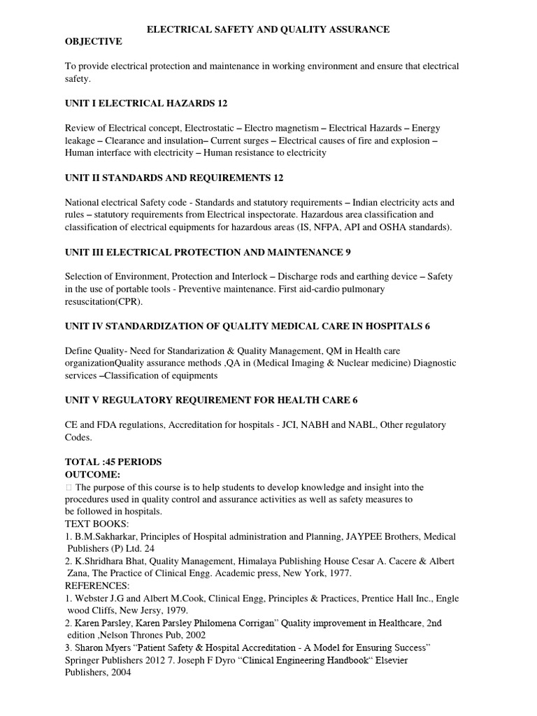 Electrical Safety & Quality Assurance Guide | PDF