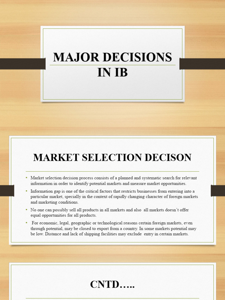 Major Decisions in Ib | PDF | Marketing | Market (Economics)