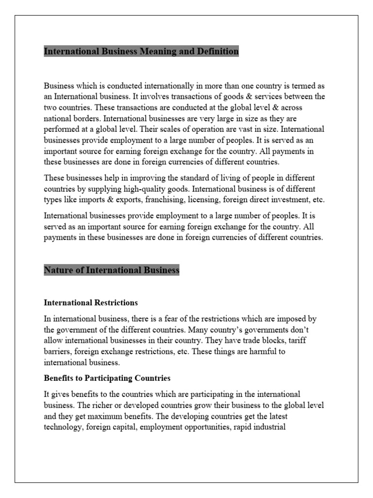 Understanding International Business Basics | PDF | Exports | Market ...