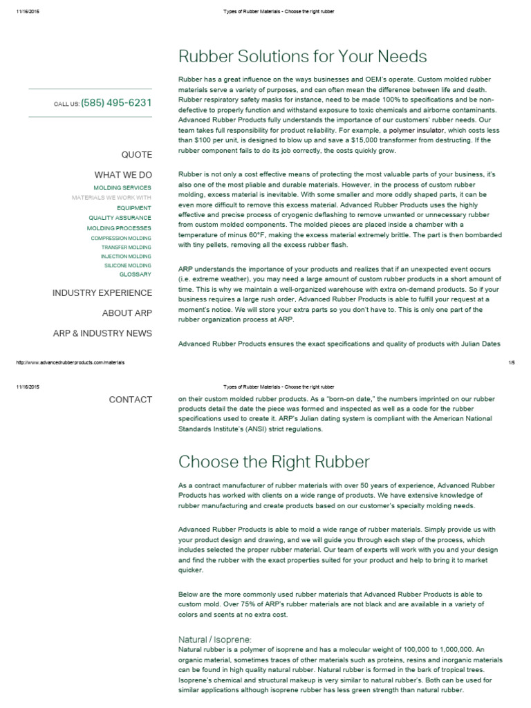 Types of Rubber Materials - Choose the right rubber | PDF | Plastic ...