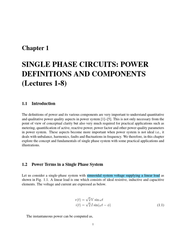 Single Phase Circuits Power Definitions | PDF | Ac Power | Electrical Network