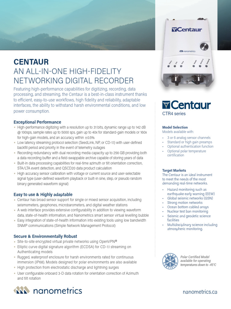 Centaur Data Sheet | Download Free PDF | Ip Address | Sampling (Signal Processing)