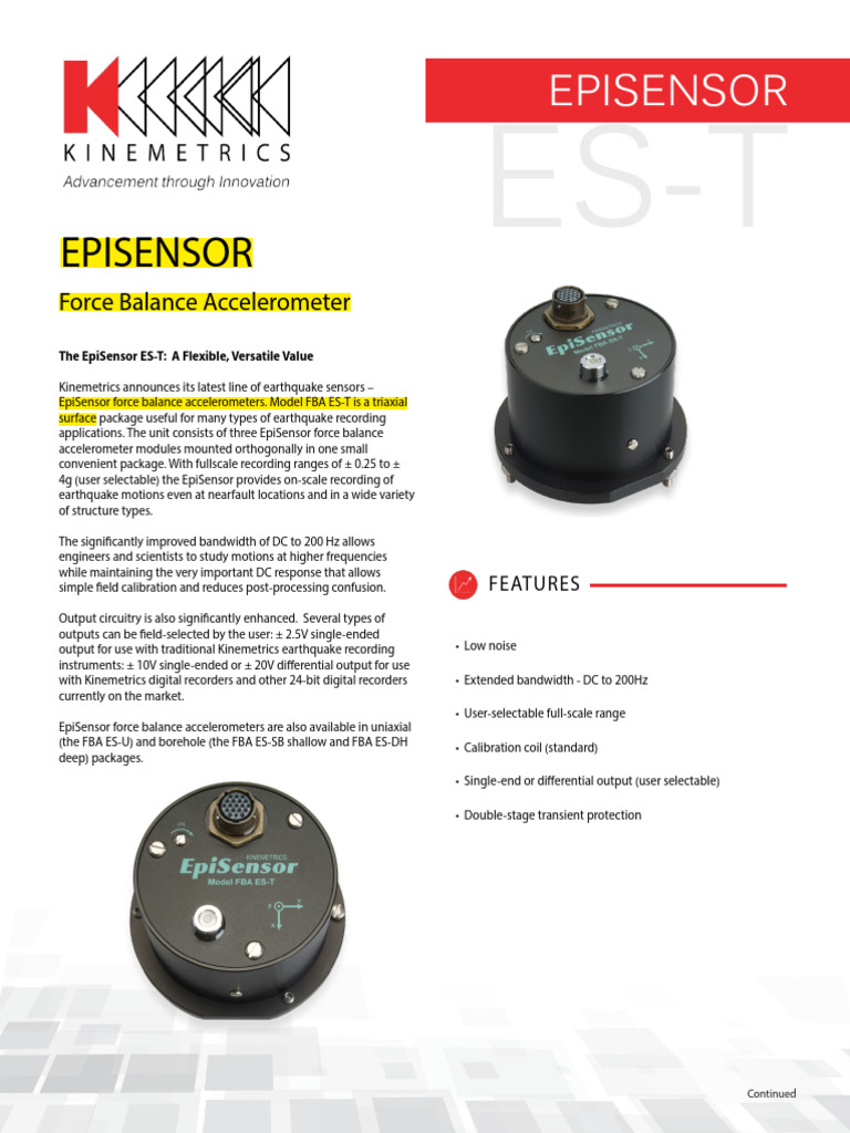 A.1.a. Episensor FBA ES-T | PDF | Accelerometer | Bandwidth (Signal Processing)