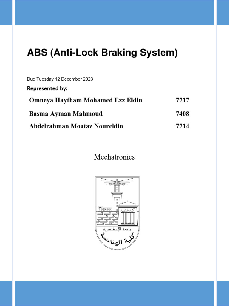 Abs Project Report | PDF | Anti Lock Braking System | Vehicle Technology