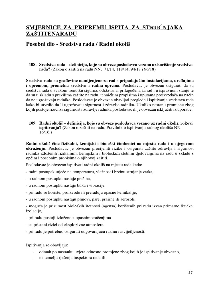 Smjernice Za Pripremu Ispita SredstvaRada RadniOkolis | PDF