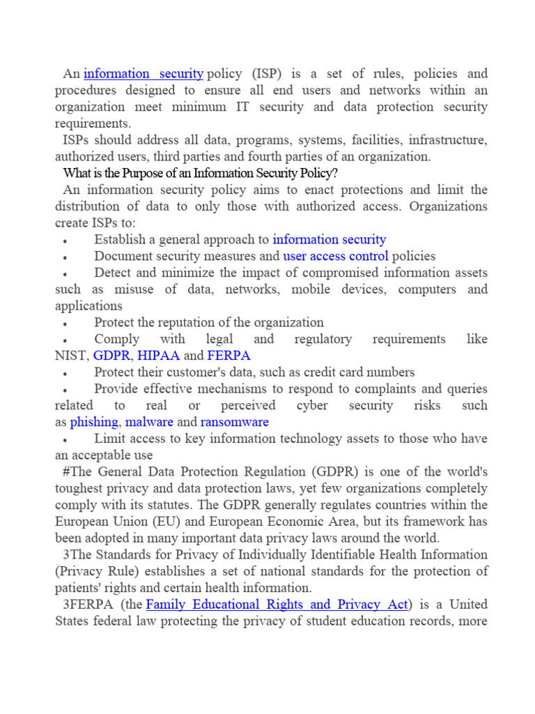 Information Security: What Is The Purpose of An Information Security Policy? | PDF | Security ...