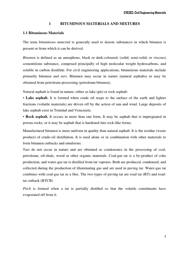 Bituminous Materials and Mixtures Lecture Notes | PDF | Road Surface ...