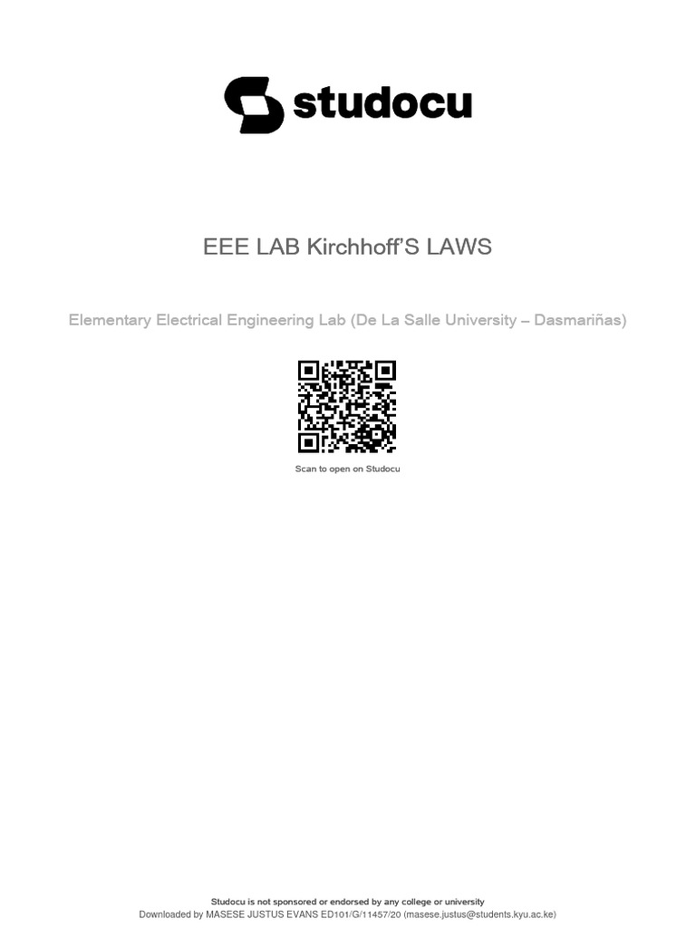 eee-lab-kirchhoffs-laws | PDF | Electrical Network | Voltage