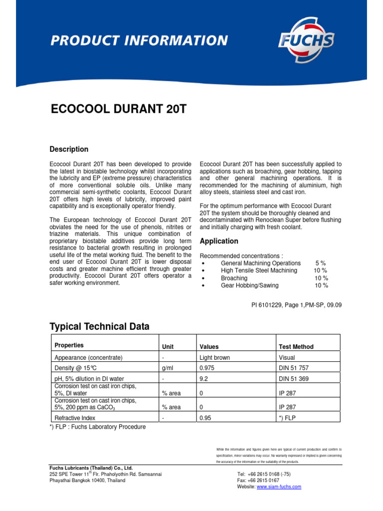 ECOCOOL DURANT 20T | PDF | Iron | Corrosion