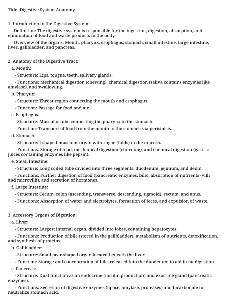 Digestive System Anatomy | PDF | Human Digestive System | Digestion
