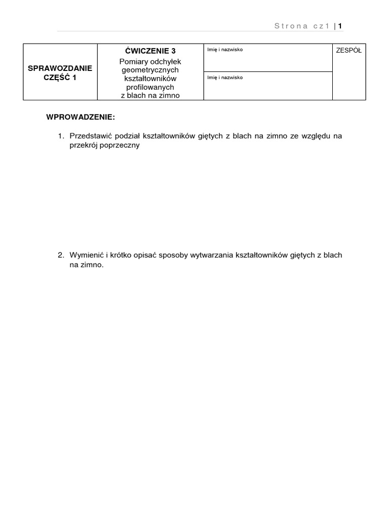 ĆW 3 - Sprawozdanie Cz1 | PDF