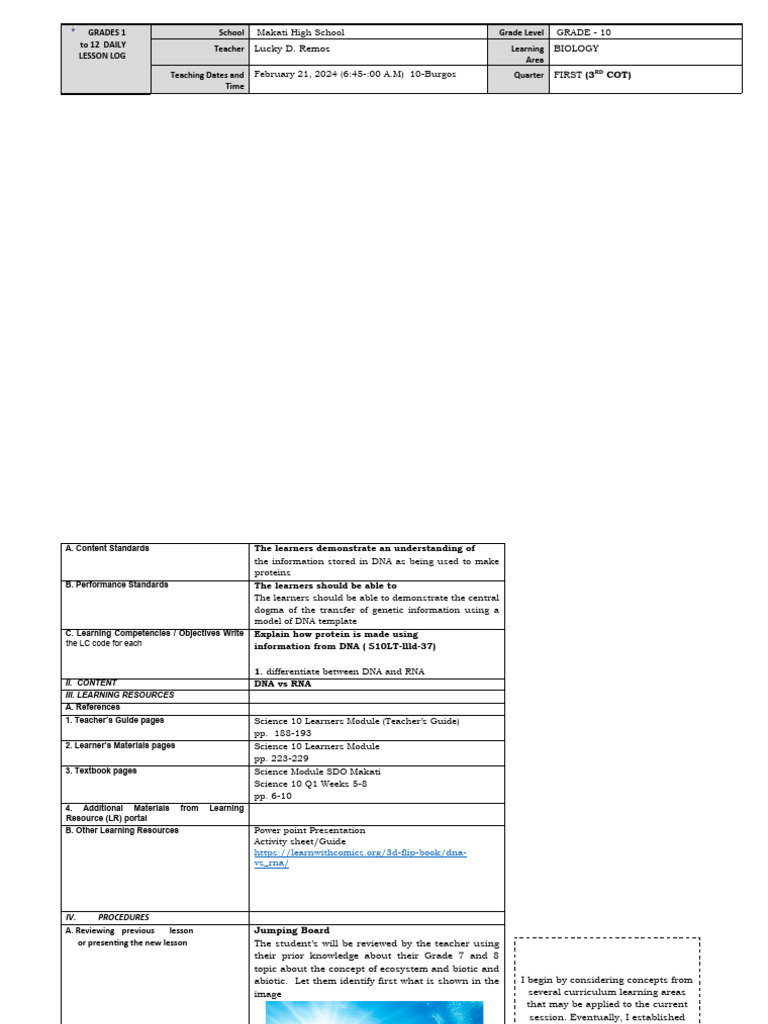 3rd-COT-DLL-FEB 21-2024-REMOS | PDF | Learning | Teachers