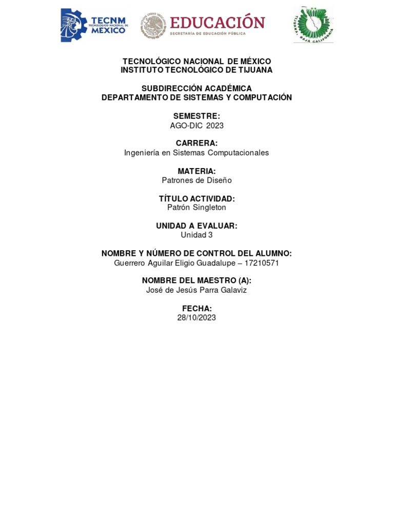 Patrón Singleton en Ingeniería de Sistemas | PDF