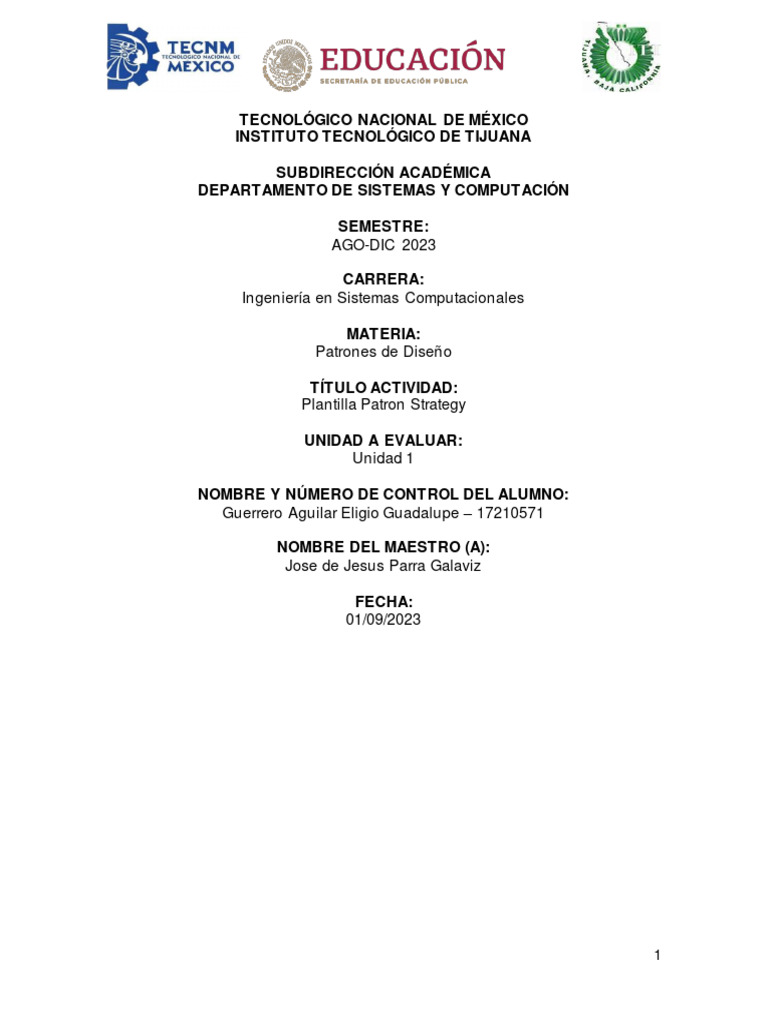 Plantilla Patron Strategy | PDF | Interfaces gráficas de usuario ...