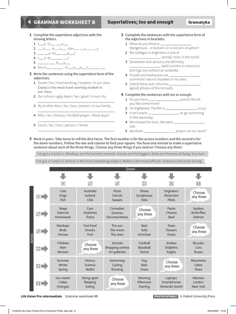 LV Pre Int Grammar Unit4 | PDF