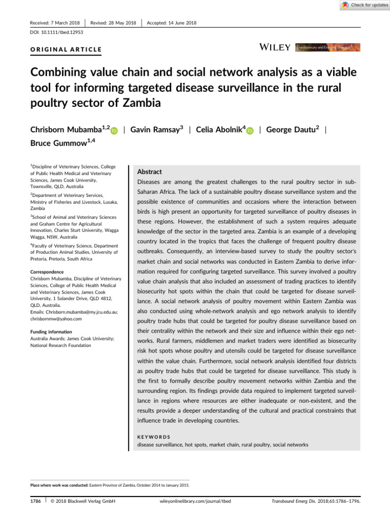 Transbounding Emerging Dis - 2018 - Mubamba - Combining value chain and social network analysis ...