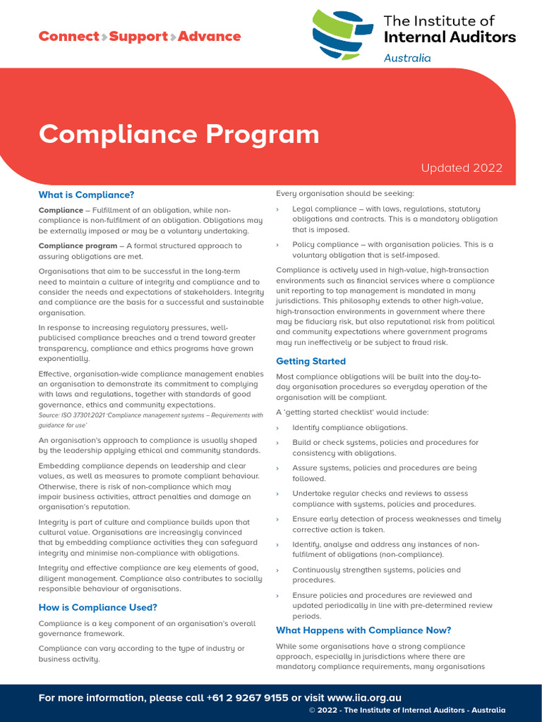 Factsheet Compliance Program | PDF | Regulatory Compliance | Policy
