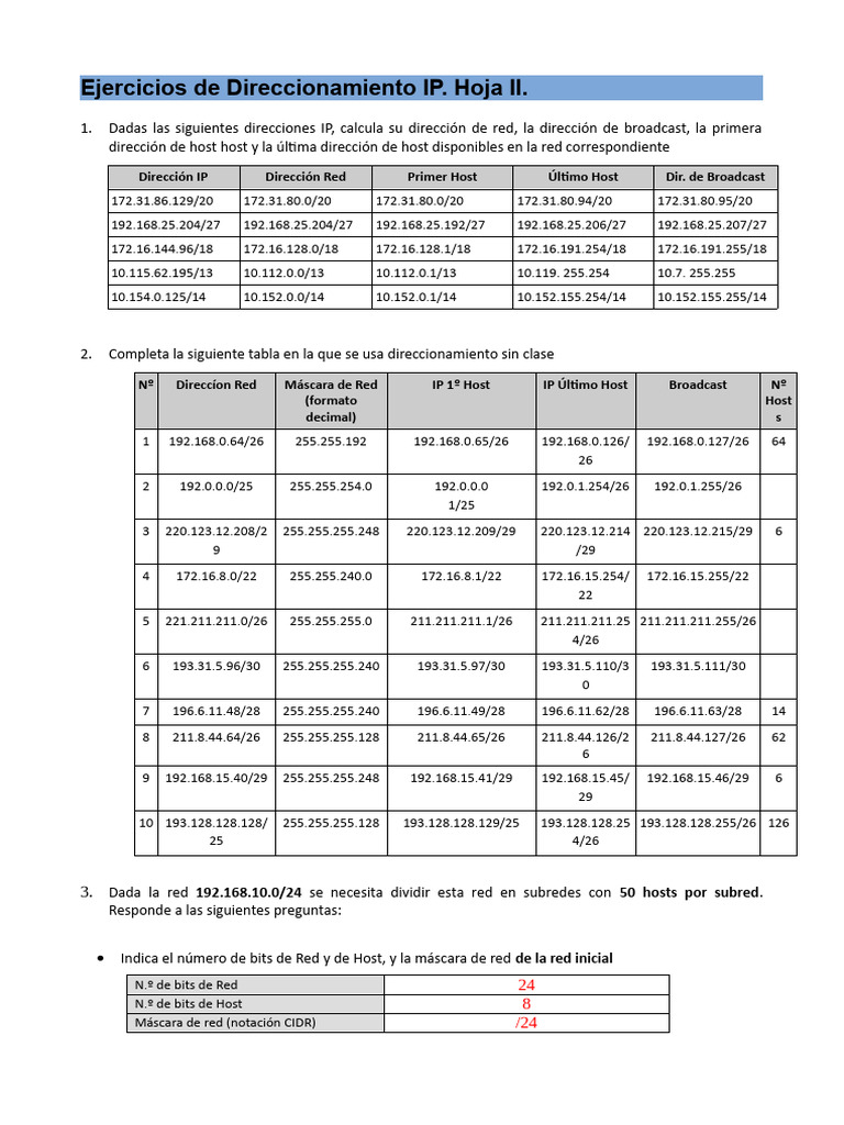 Practica UT5.03 - Direccionamiento IP y Subnetting FSM - Hoja 2ds | PDF | Dirección IP ...