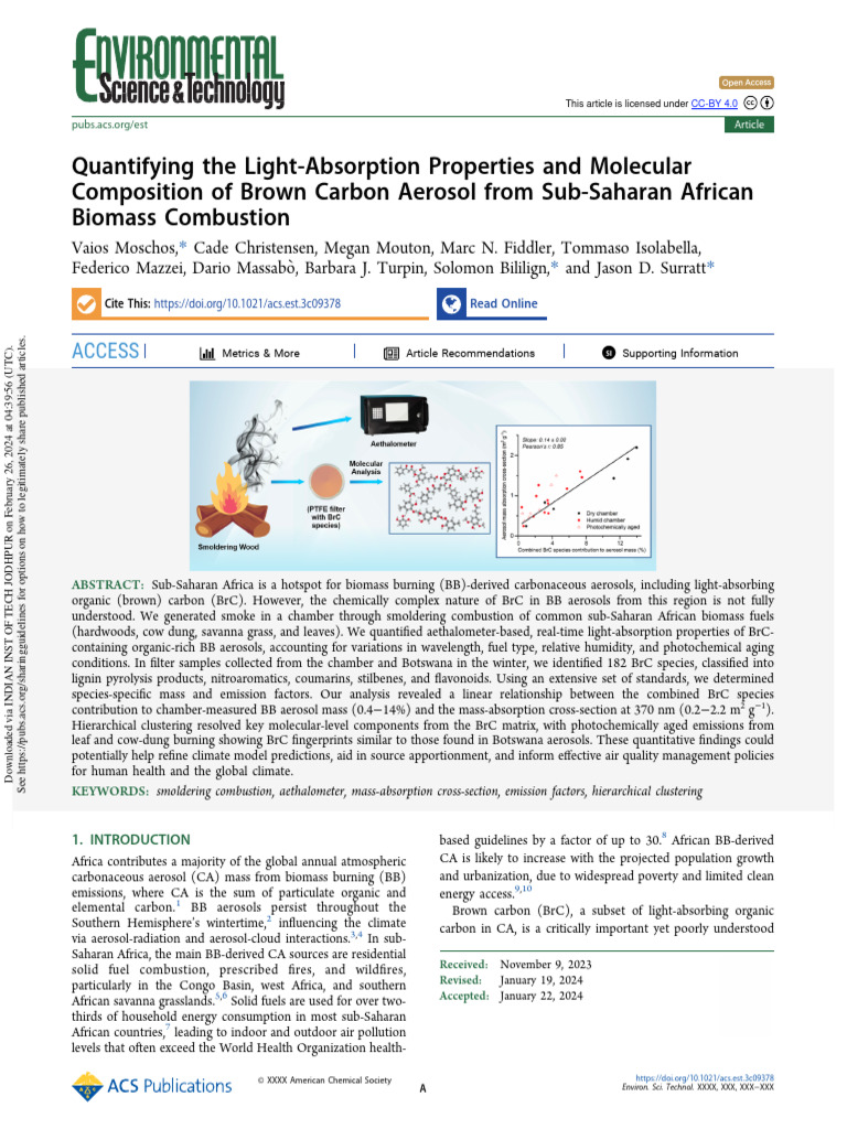 Moschos Et Al 2024 Quantifying The Light Absorption Properties and Molecular Composition of ...