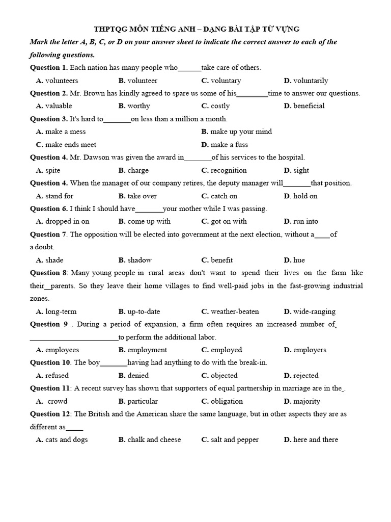 Unit 11 - Vocabulary - For Students | PDF