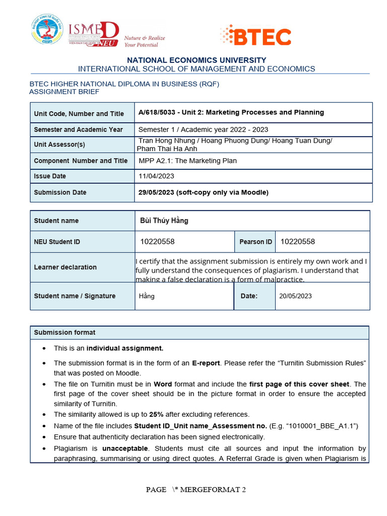 (MPP - S2-2223) Assignment Brief - A2 | PDF | Marketing | Marketing Strategy